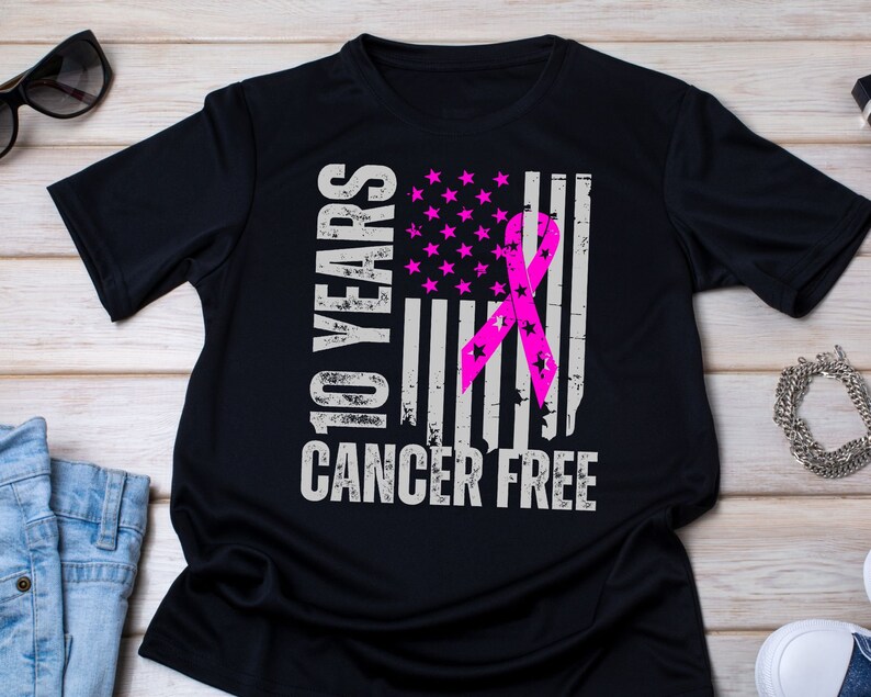 10 Year Breast Cancer Survivor SVG PNG: Pink Ribbon American Flag ...