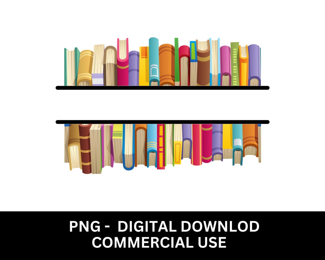 Bookshelf Split Monogram PNG: Library, School, Readers (digital ...