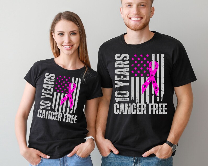 10 Year Breast Cancer Survivor SVG PNG: Pink Ribbon American Flag ...