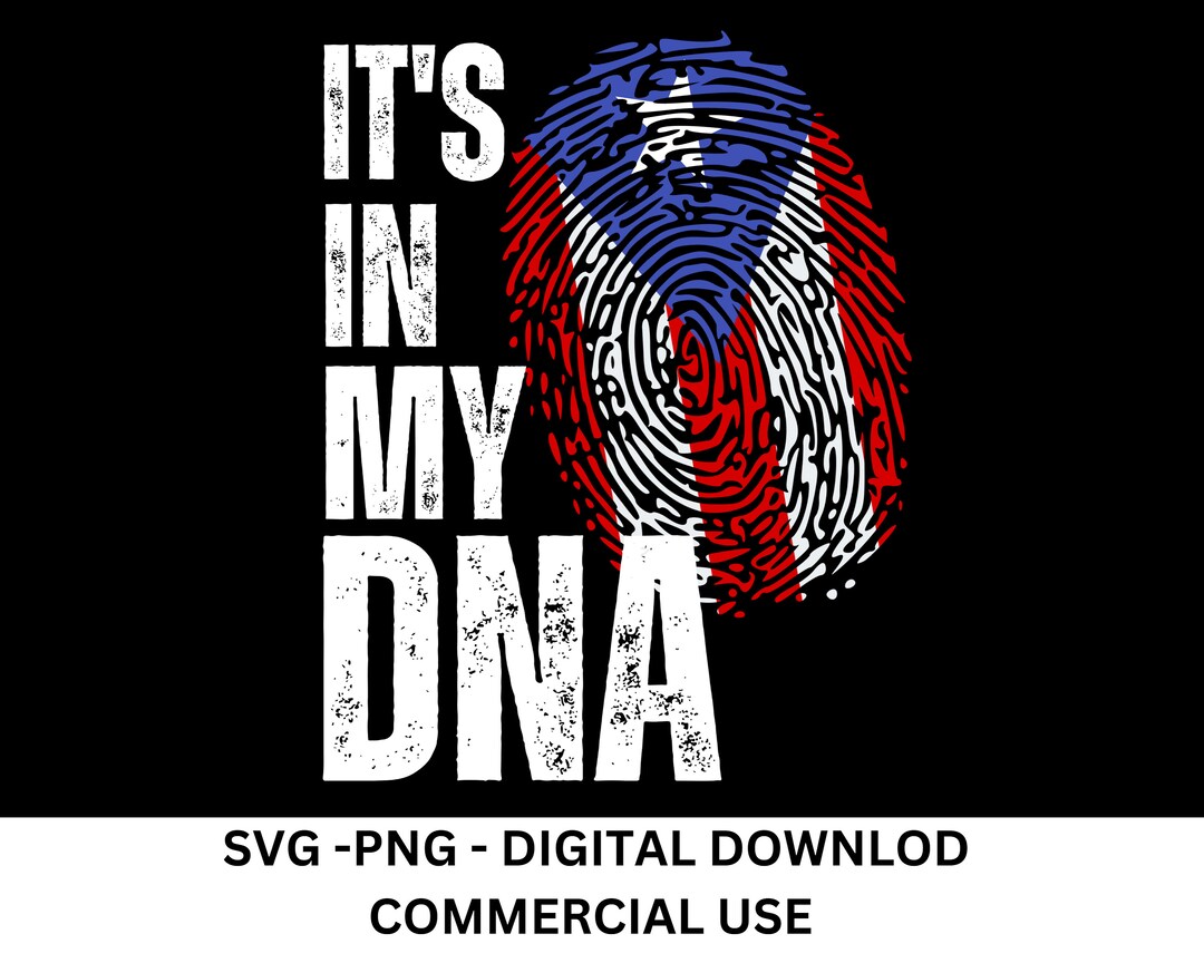 Puerto Rico Flag Fingerprint SVG PNG: DNA Pride Design (digital ...