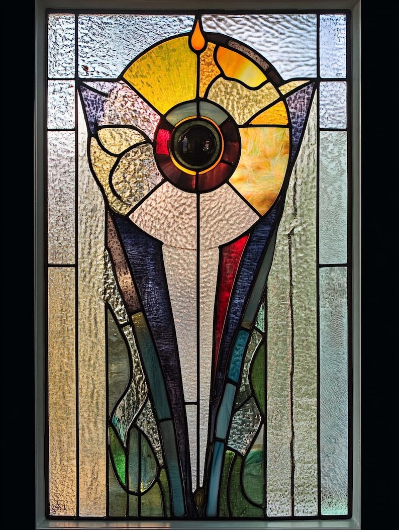 Customized Size Abstract Stained Glass Window Film Geometric and Modern ...