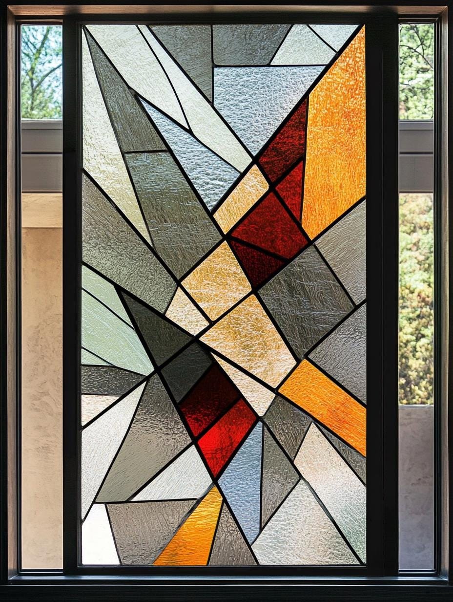 Customized Size Art Deco Stained Glass Film Amber-toned Decorative ...
