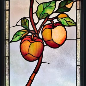 Customized Size Fruit-themed Stained Glass Window Film Artistic Peach ...