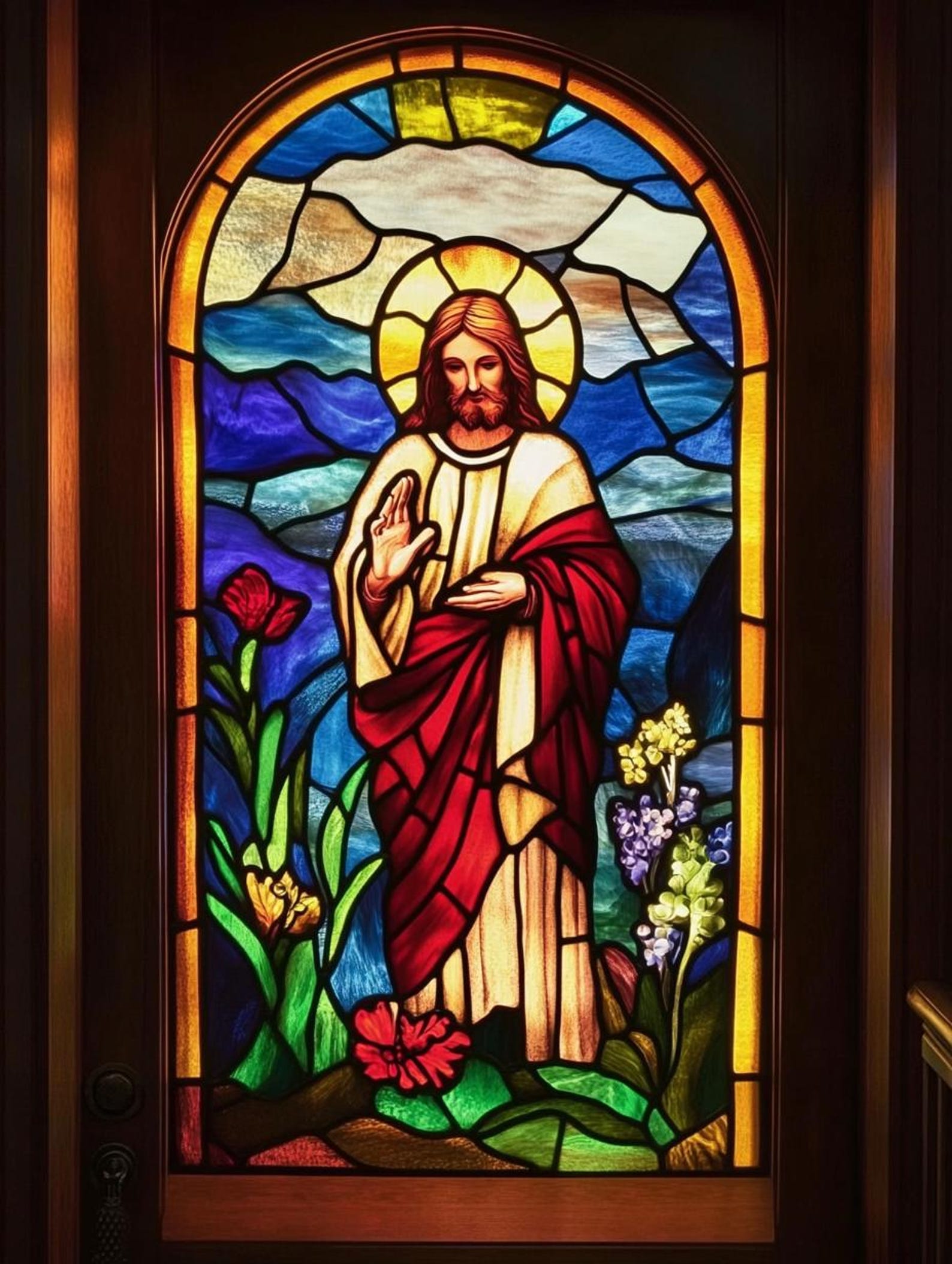 Customized Size Jesus Stained Glass Window Film Christian Decorative ...