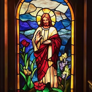 Customized Size Jesus Stained Glass Window Film Christian Decorative ...