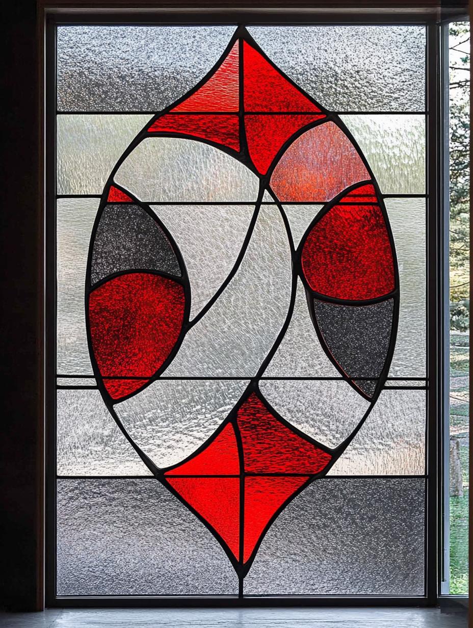 Customized Size Abstract Red Stained Glass Window Film Decorative ...