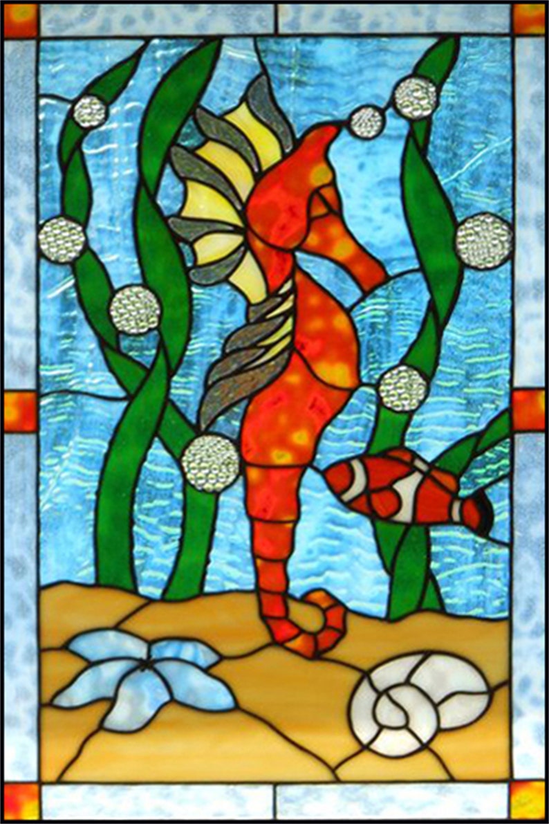 Window Film Fish Color Printing Picture for Custom Size Stained Glass ...