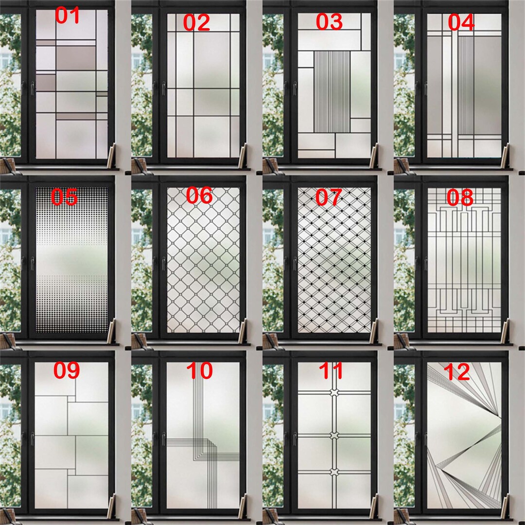 Custom Size Window Film Frosted Privacy Static Cling Stained Glass ...