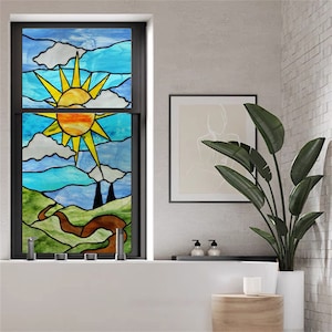 Window Film Stained Glass Stickers Static Cling Frosted Privacy Print Sun,mosaic for Window Door ...