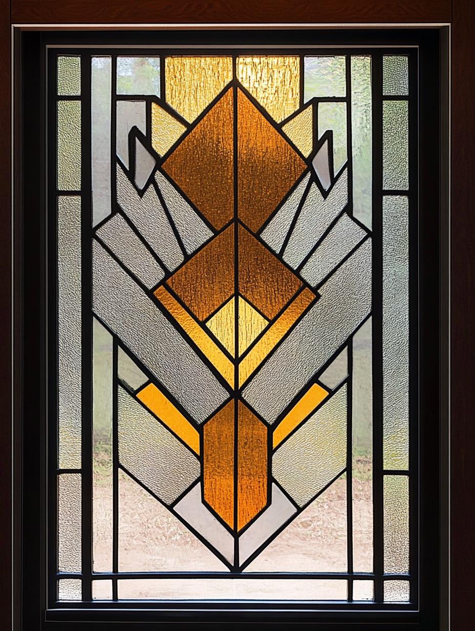Customized Size Art Deco Stained Glass Film Amber-toned Decorative ...