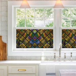 Customized 3D Red Square Window Film Print Sticker Cling Stained Glass ...