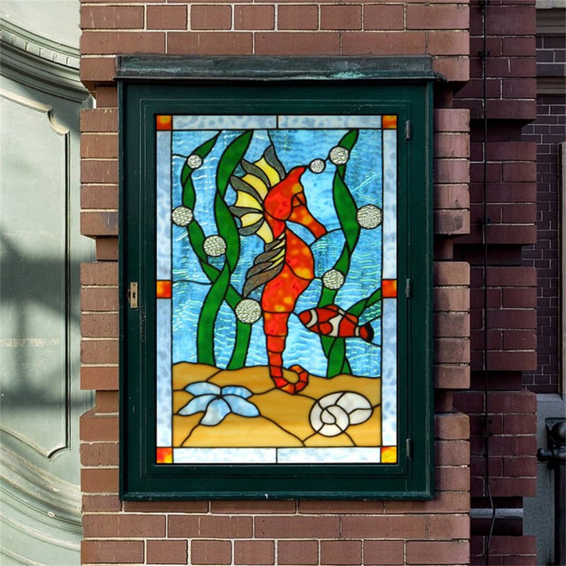 Window Film Fish Color Printing Picture for Custom Size Stained Glass ...