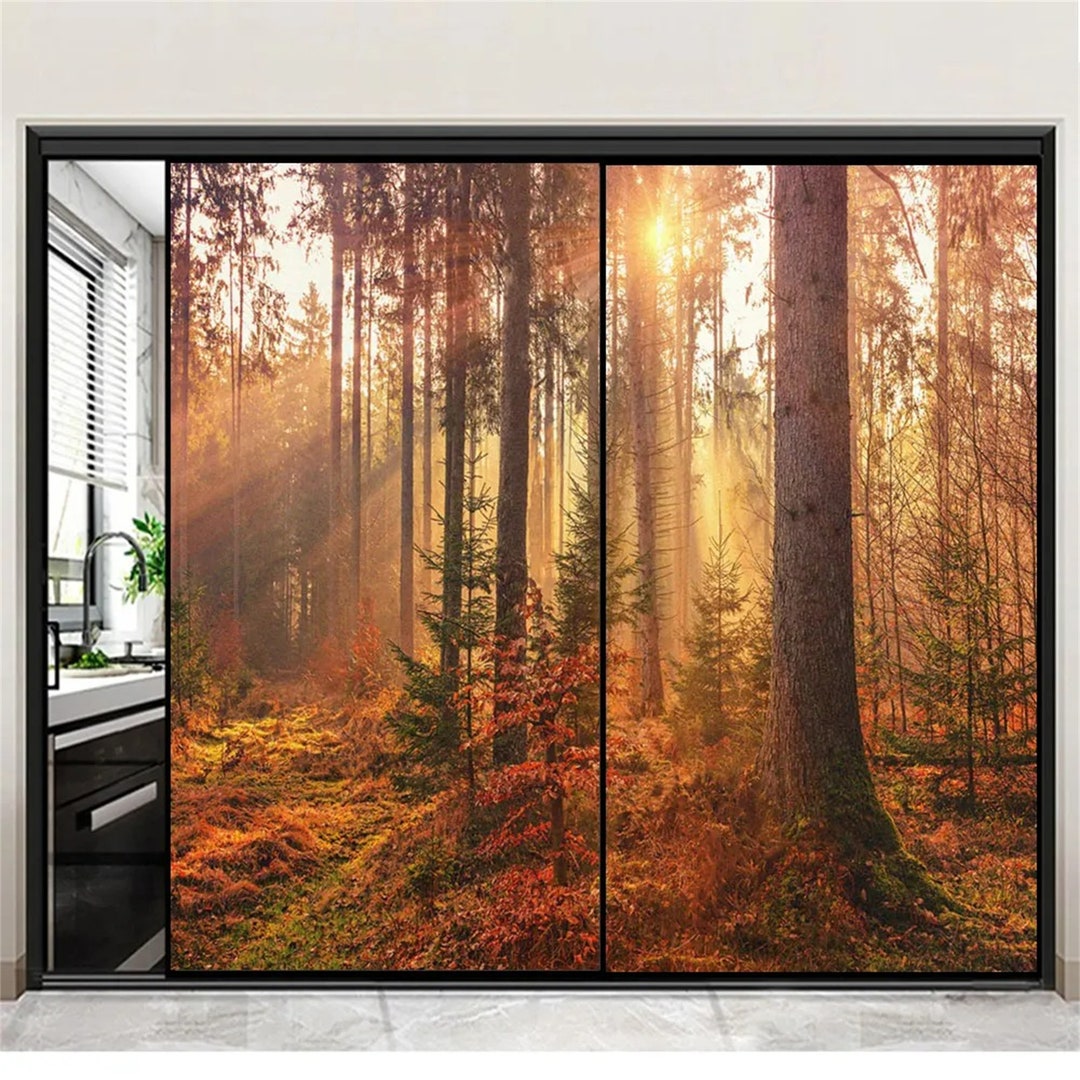 Custom Size Sunshine Forest Static Cling Window Film Privacy With Heat ...