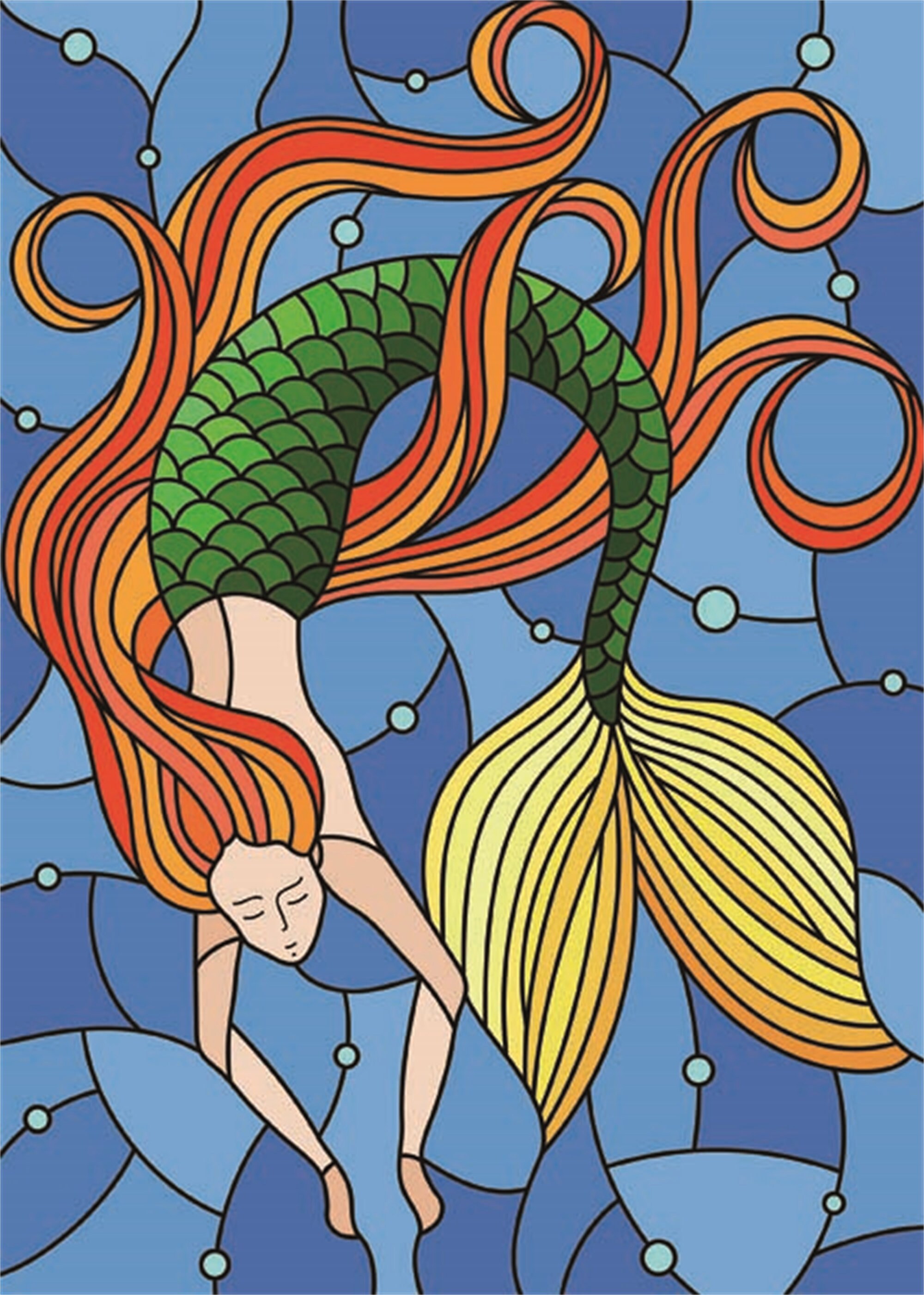 Window Stained Glass Films Mermaid Flower Fairy People Stickers for ...