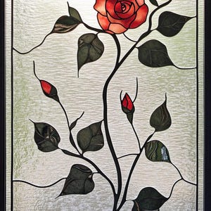 Customized Size Red Rose Stained Glass Window Film Privacy Decorative ...