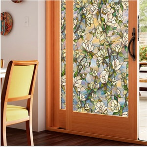 Custom Size Privacy Glass Window Film European Style Retro Flower ...