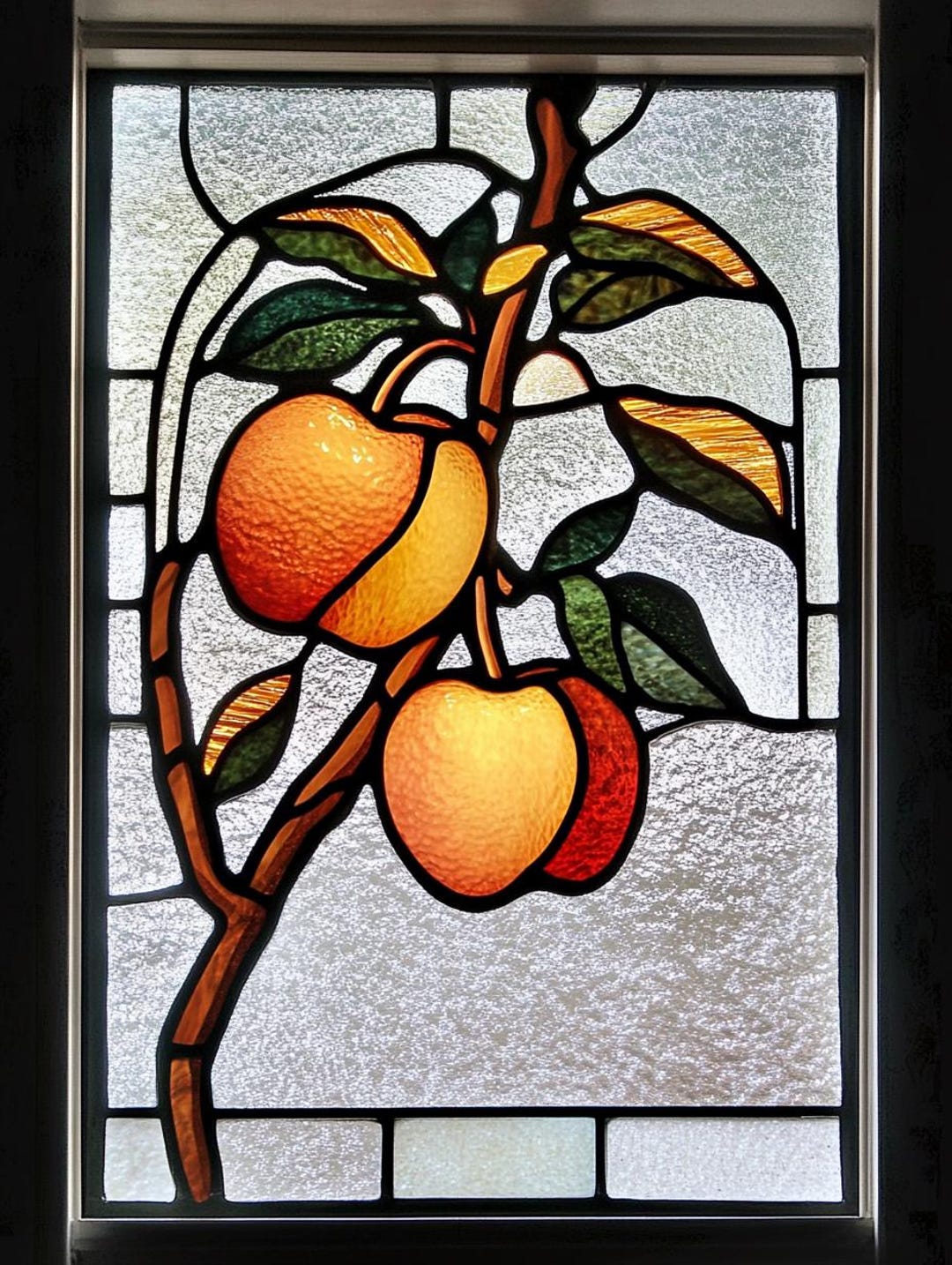 Customized Size Fruit-themed Stained Glass Window Film Artistic Peach ...