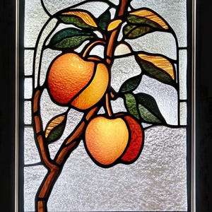 Customized Size Fruit-themed Stained Glass Window Film Artistic Peach ...