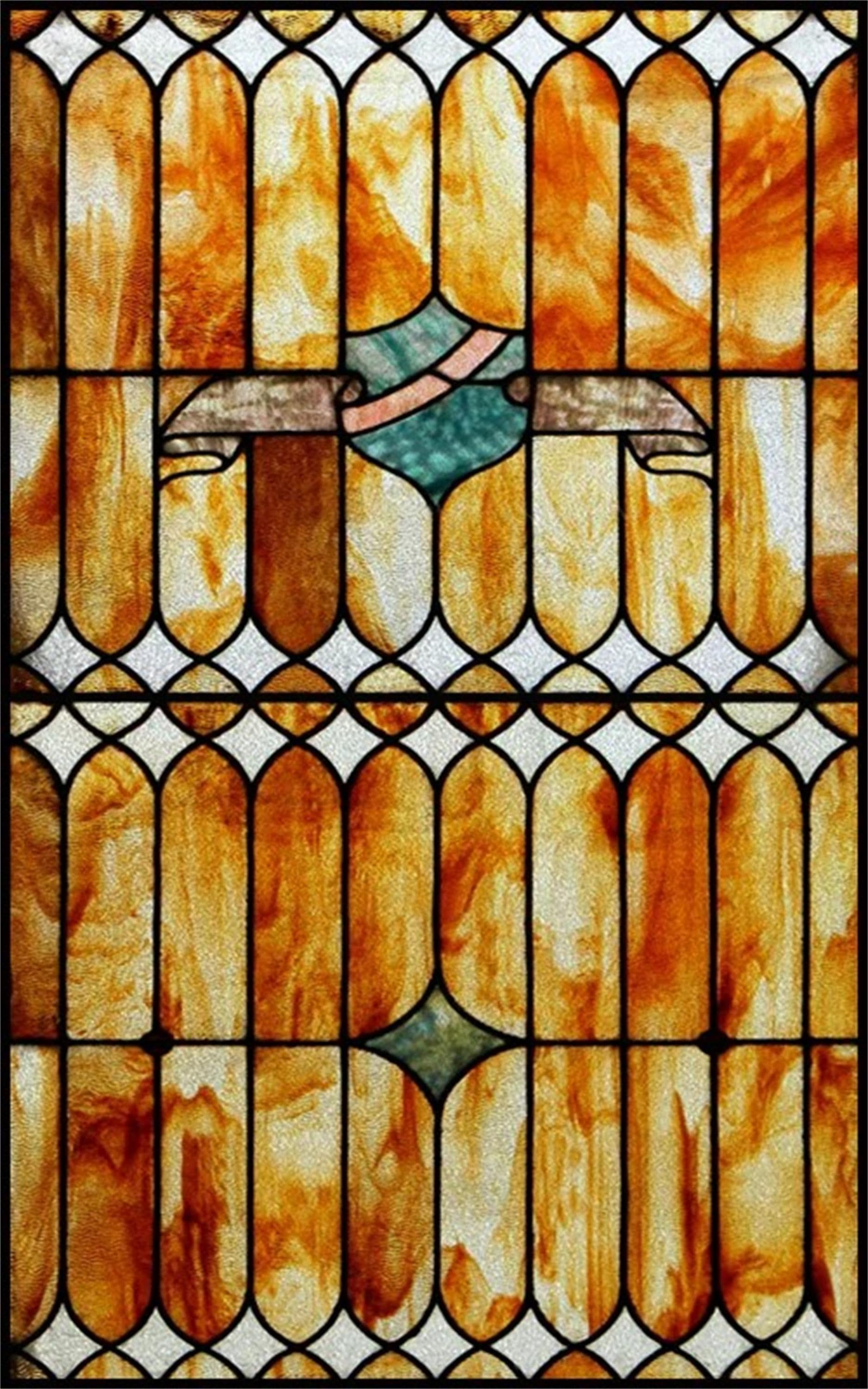 Custom Size Retro Style Stained Glass Window Film Static Cling Frosted ...