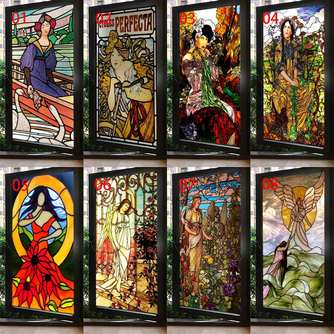 Custom Size Divine Girl Angel Stained Glass Film Church-style Window ...