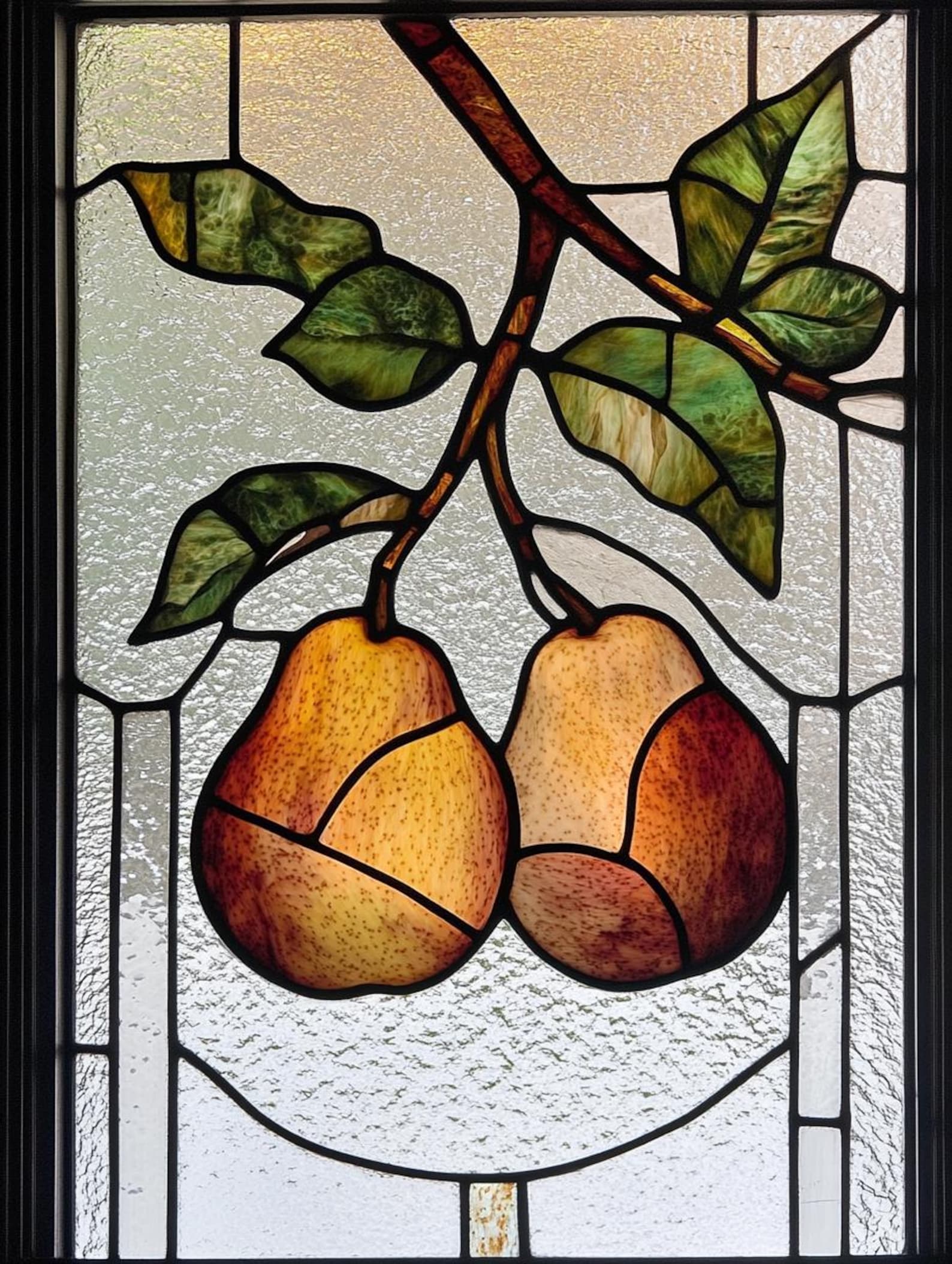 Customized Size Fruit Stained Glass Window Film Elegant Lemon Branch ...