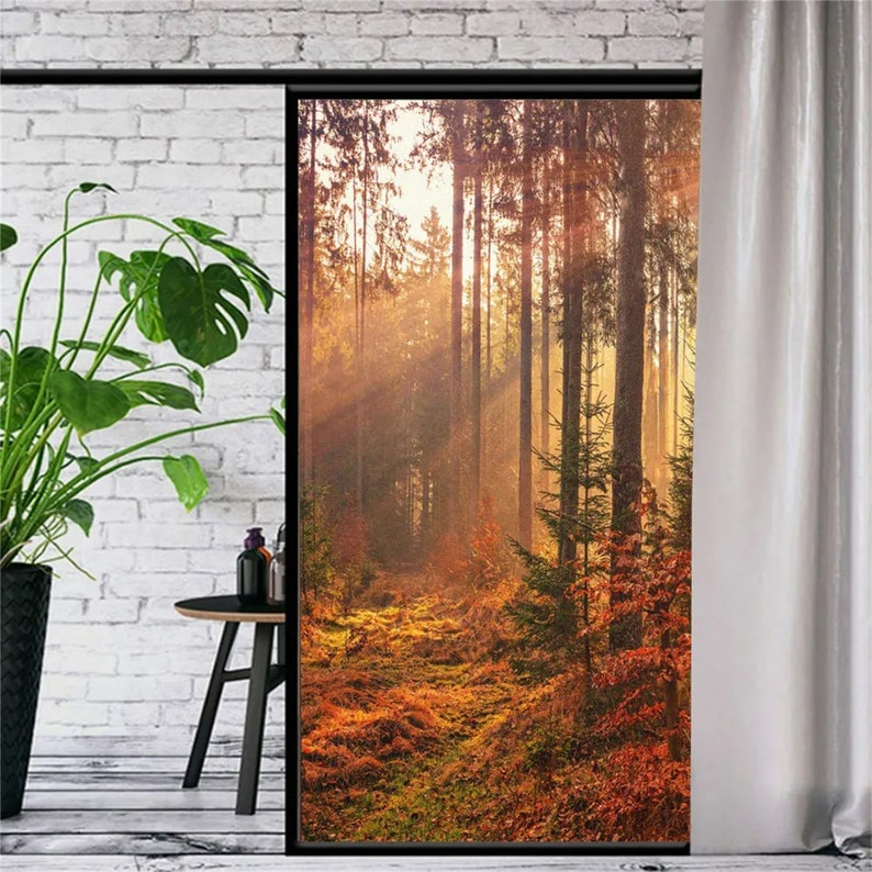 Custom Size Sunshine Forest Static Cling Window Film Privacy With Heat ...