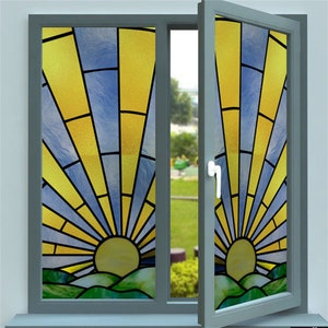 Window Film Stained Glass Stickers Static Cling Frosted Privacy Print Sun,mosaic for Window Door ...