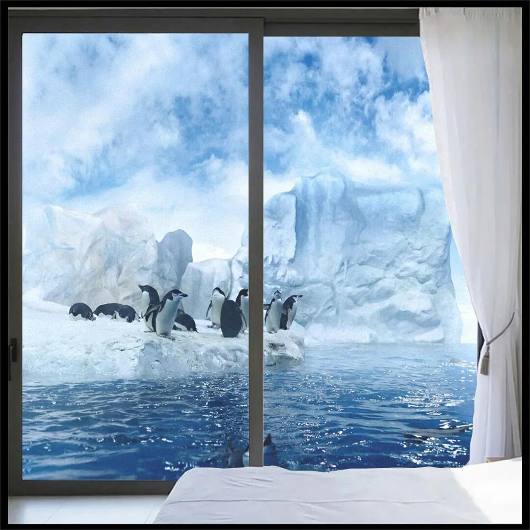 Custom Size Glacier Penguin Window Film - PVC Anti-uv Frosted Privacy ...
