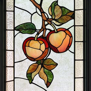 Customized Size Fruit-inspired Stained Glass Window Film Peach Design ...