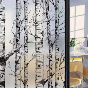 Custom Size Tree Stained Glass Window Film Frosted Privacy Static Cling ...