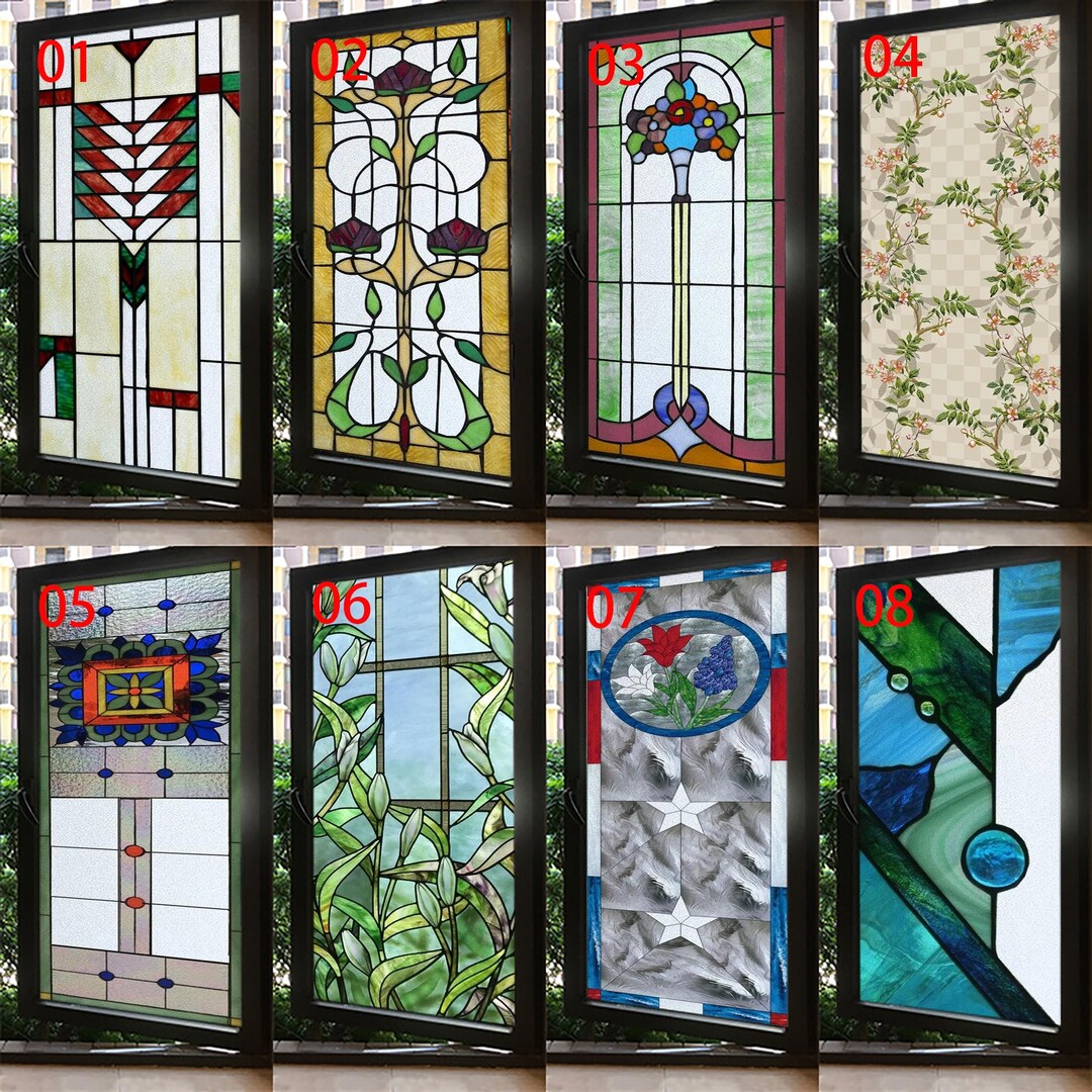 Custom Size Vintage Church-inspired Stained Glass Window Film Privacy ...
