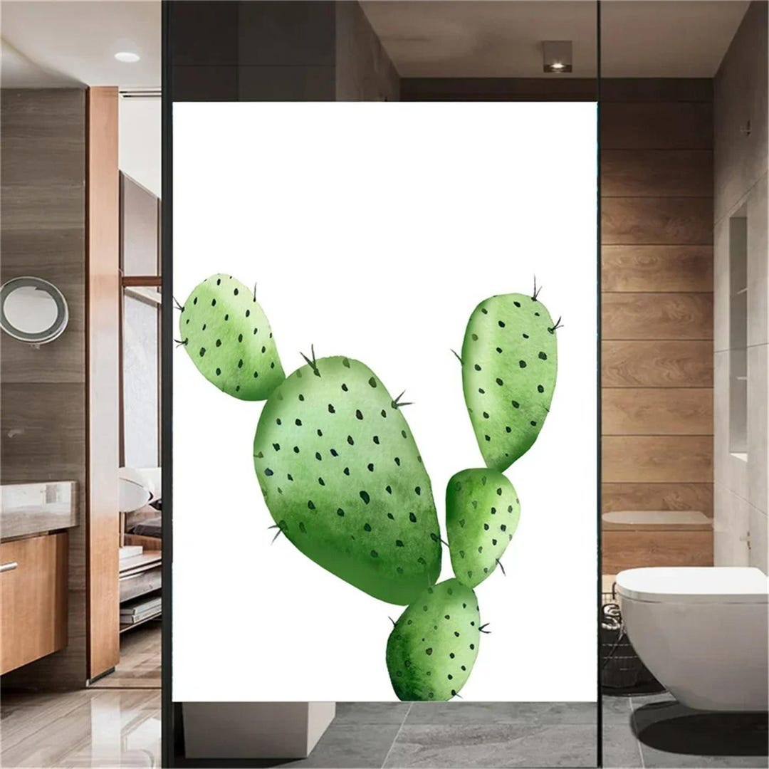 Custom Size Cactus Plant Static Cling Window Film Decorative Privacy ...