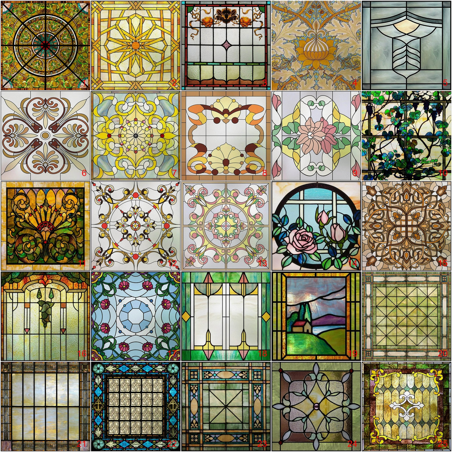 Customized Size Square Stained Glass Window Film Privacy Frosted Static ...