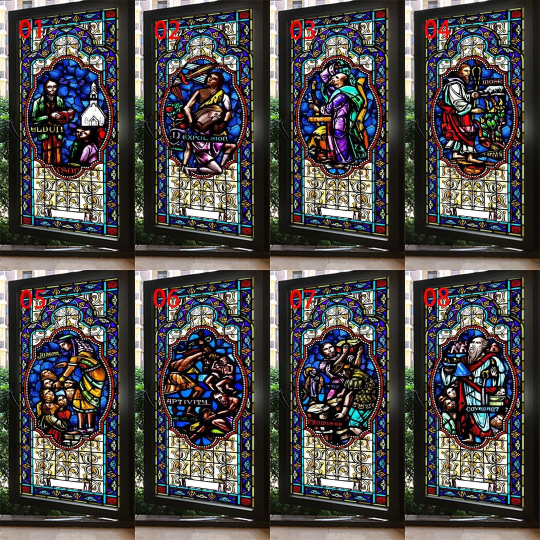 Custom Size Gothic-themed Stained Glass Window Stickers - Christ ...