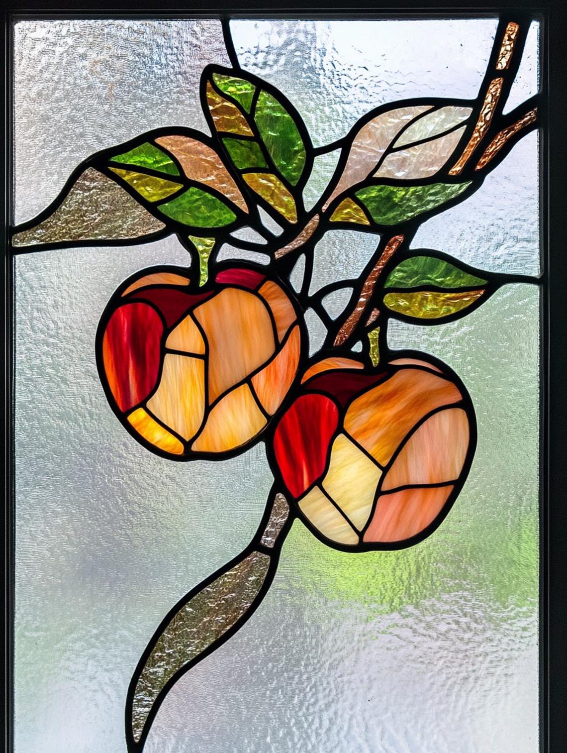 Customized Size Fruit-themed Stained Glass Window Film Artistic Peach ...