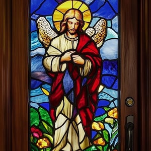 Customized Size Jesus Stained Glass Window Film Christian Decorative ...