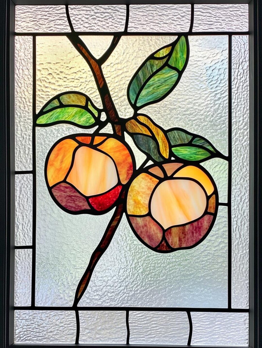 Customized Size Fruit-inspired Stained Glass Window Film Peach Design ...