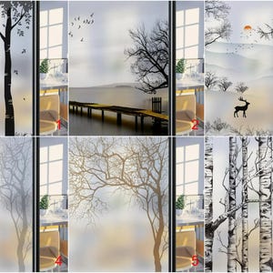 Custom Size Tree Stained Glass Window Film Frosted Privacy Static Cling ...