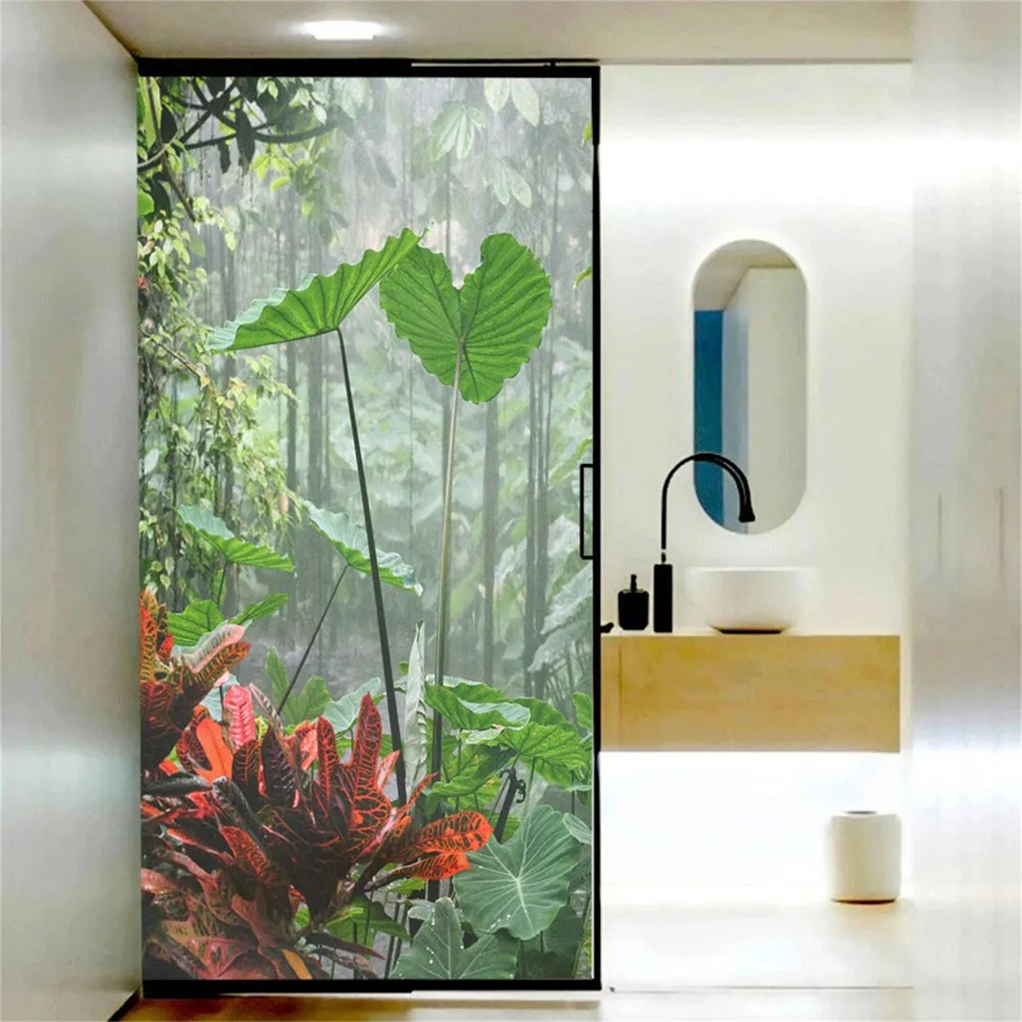 Custom Size Monstera Deliciosa Pattern Privacy Film Frosted Uv-blocking ...