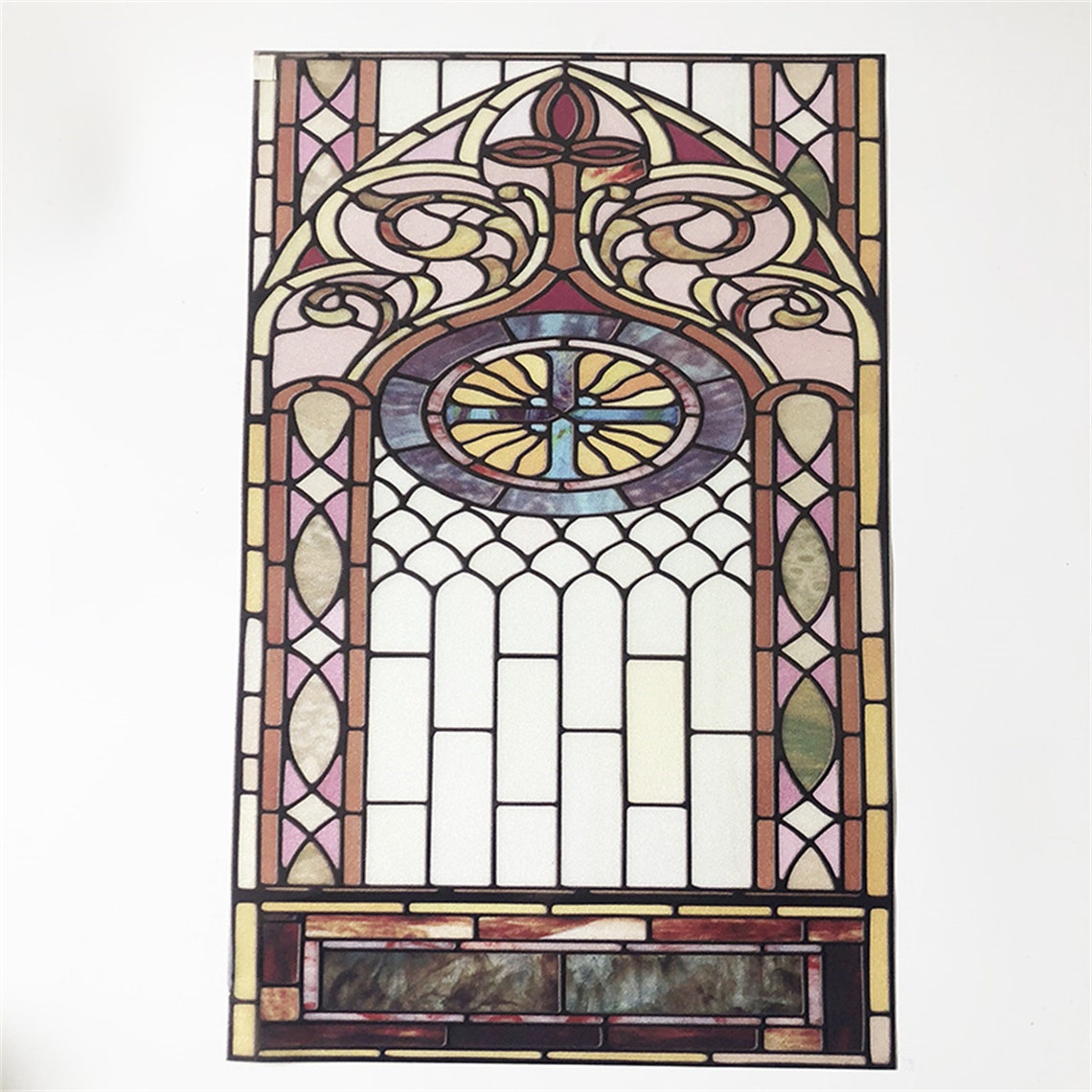 Custom Size Window Film Gothic Rose Glass Films Frosted Stained Window ...