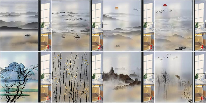 Custom Size Frosted Stained Glass Window Film Privacy Static Cling Door ...