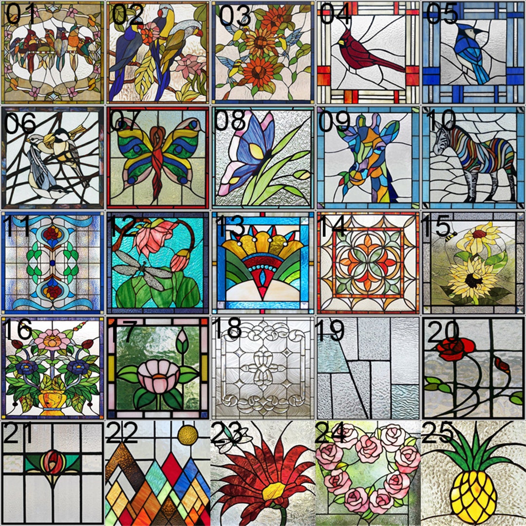 Custom Size Window Film Frosted Stained Glass Films Print Flowers ...