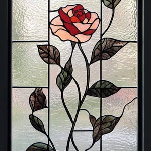 Customized Size Red Rose Stained Glass Window Film Privacy Decorative ...
