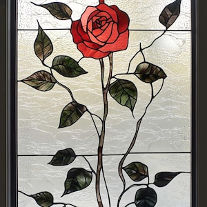 Customized Size Red Rose Stained Glass Window Film Privacy Decorative ...