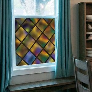 Customized 3D Red Square Window Film Print Sticker Cling Stained Glass ...