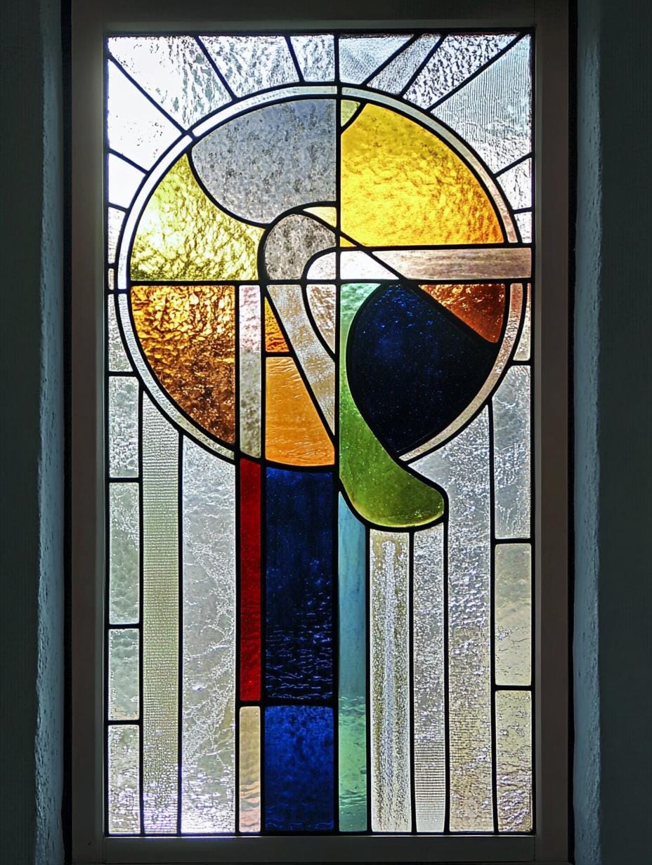 Customized Size Abstract Stained Glass Window Film Geometric and Modern ...
