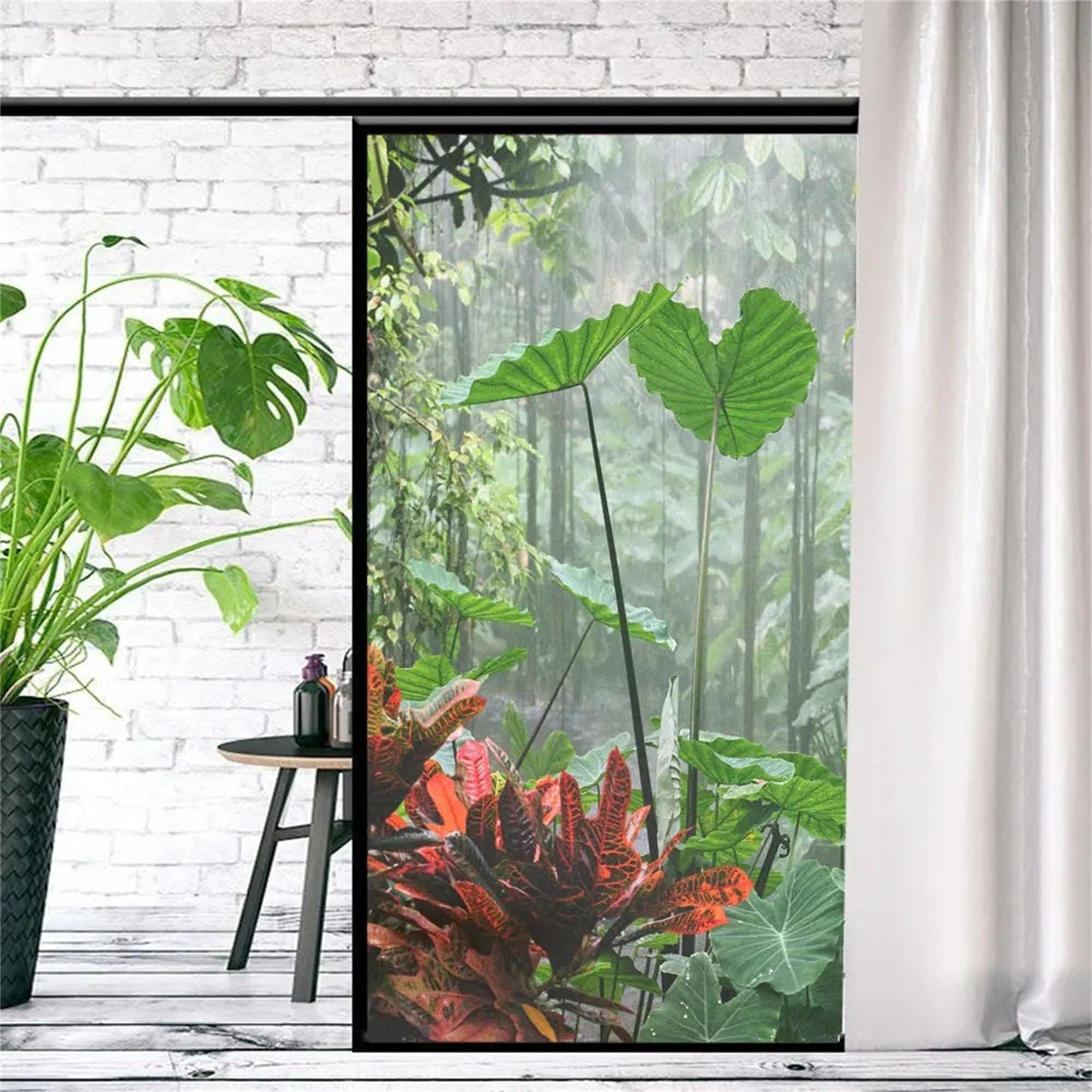 Custom Size Monstera Deliciosa Pattern Privacy Film Frosted Uv-blocking ...