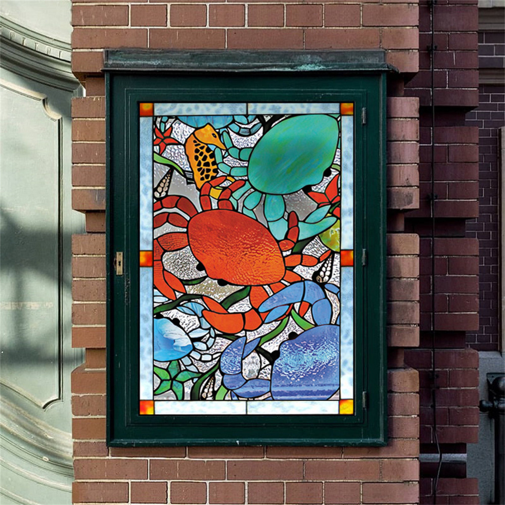 Window Film Fish Color Printing Picture for Custom Size Stained Glass ...