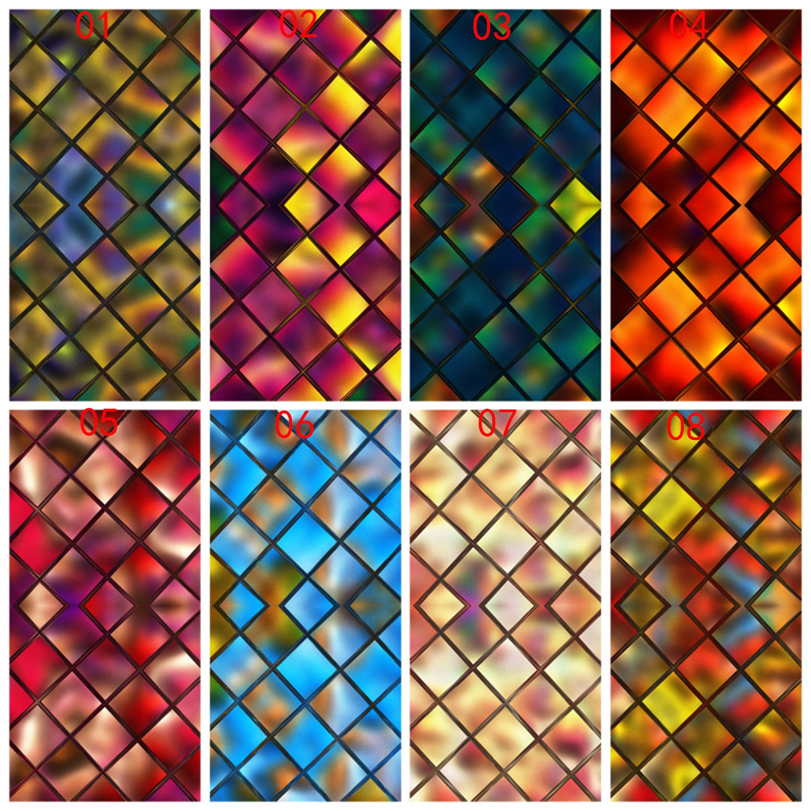 Customized 3D Red Square Window Film Print Sticker Cling Stained Glass ...