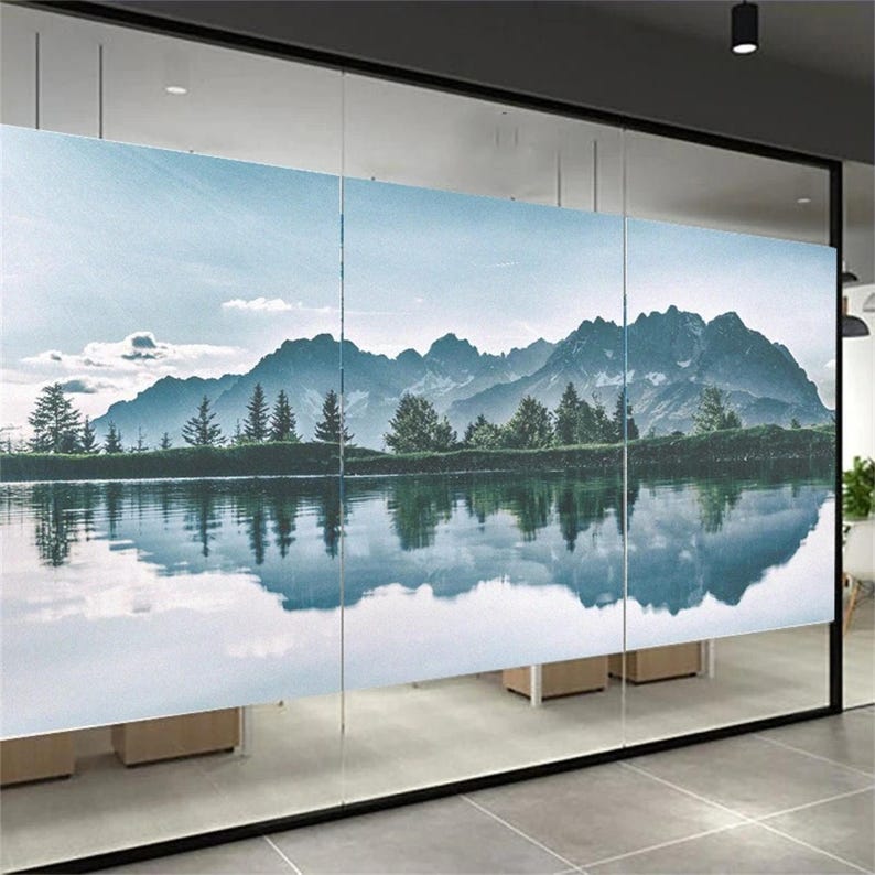 Custom Size Landscape Art Privacy Window Film Frosted Sun-blocking ...